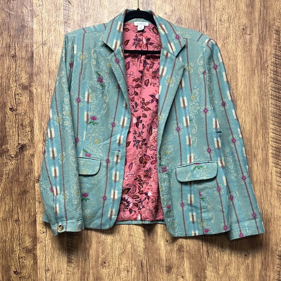 Sundance | Jackets & Coats | Sundance Teal And Pink Floral Blazer ...